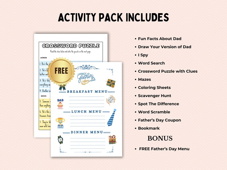 Fathers Day Activity Pack Printable, All About My Dad, Fathers Day Gift ...