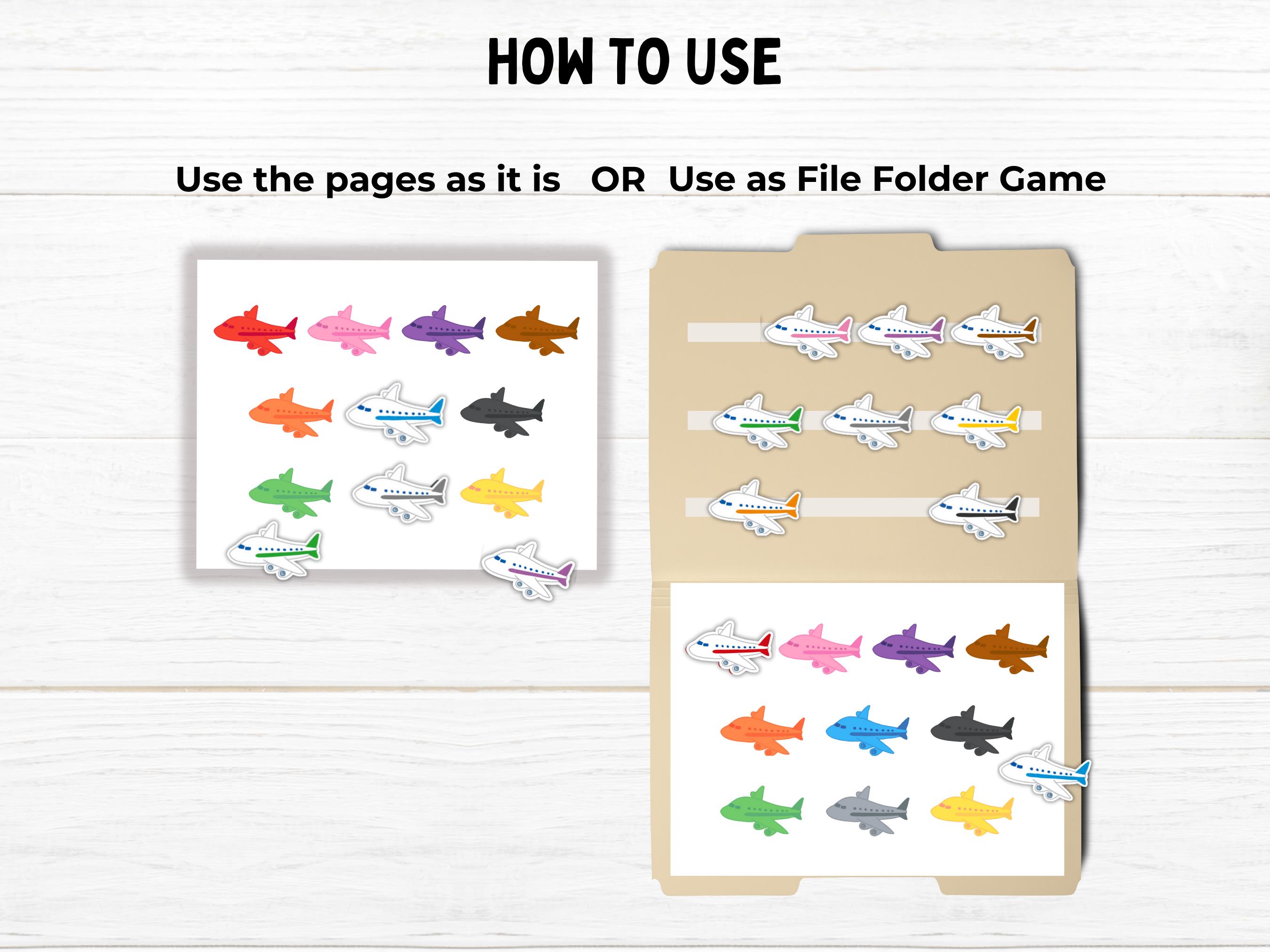 Airplane Color Matching Game Airport Activity Montessori Learning for ...