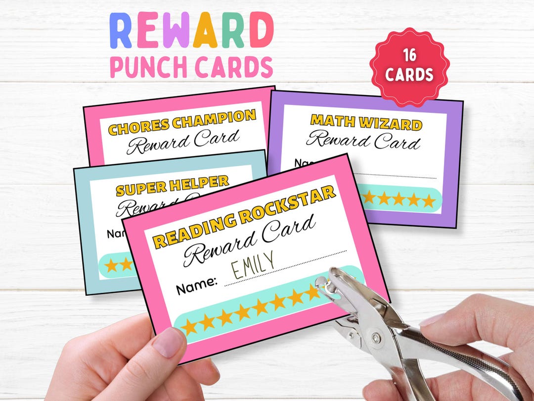 Reward Punch Cards for Kids, Motivational Rewards for Good Behavior ...