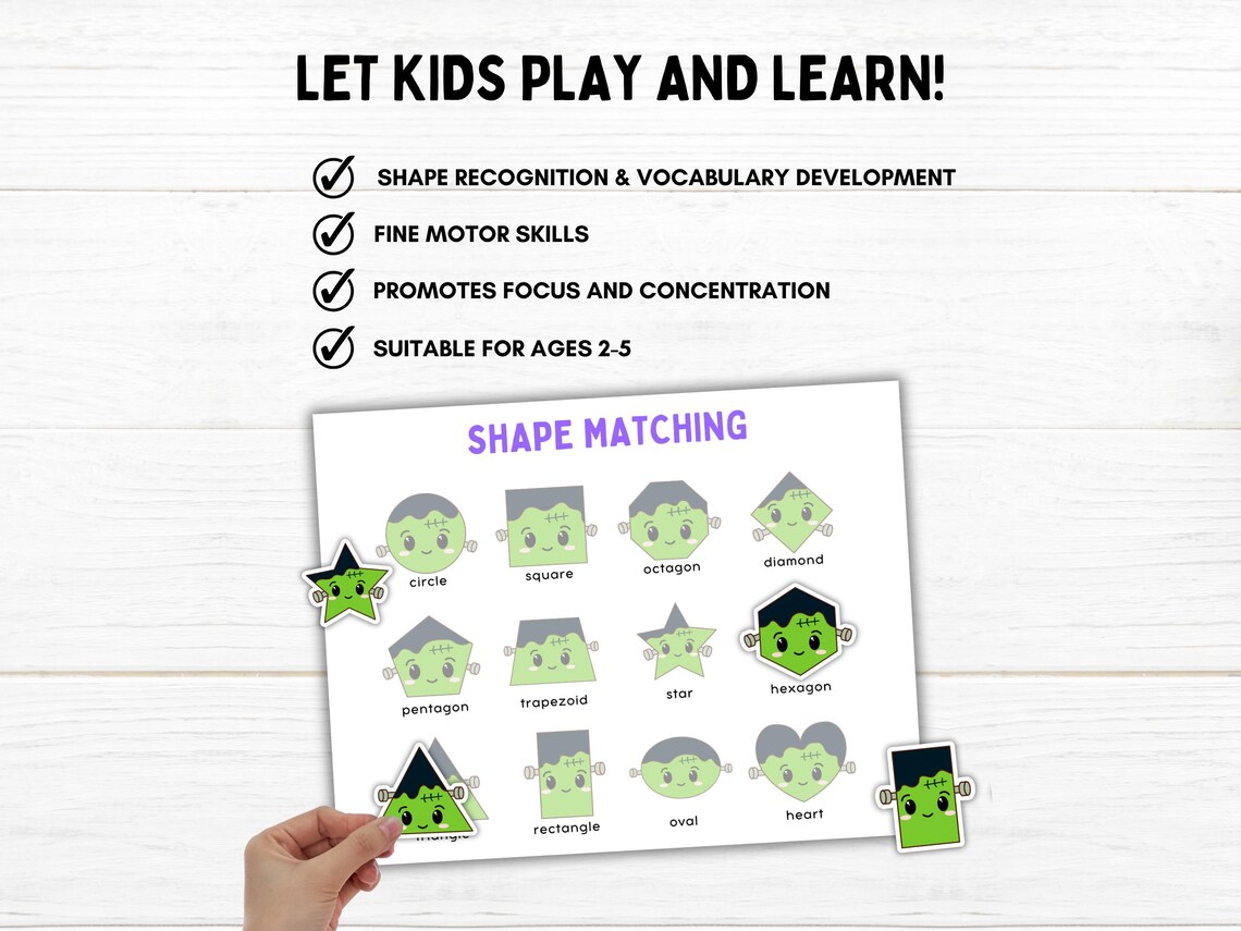 Frankenstein Shape Matching Game Kids Printable Toddler Activity ...
