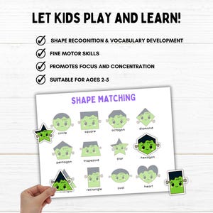 Frankenstein Shape Matching Game Kids Printable Toddler Activity ...
