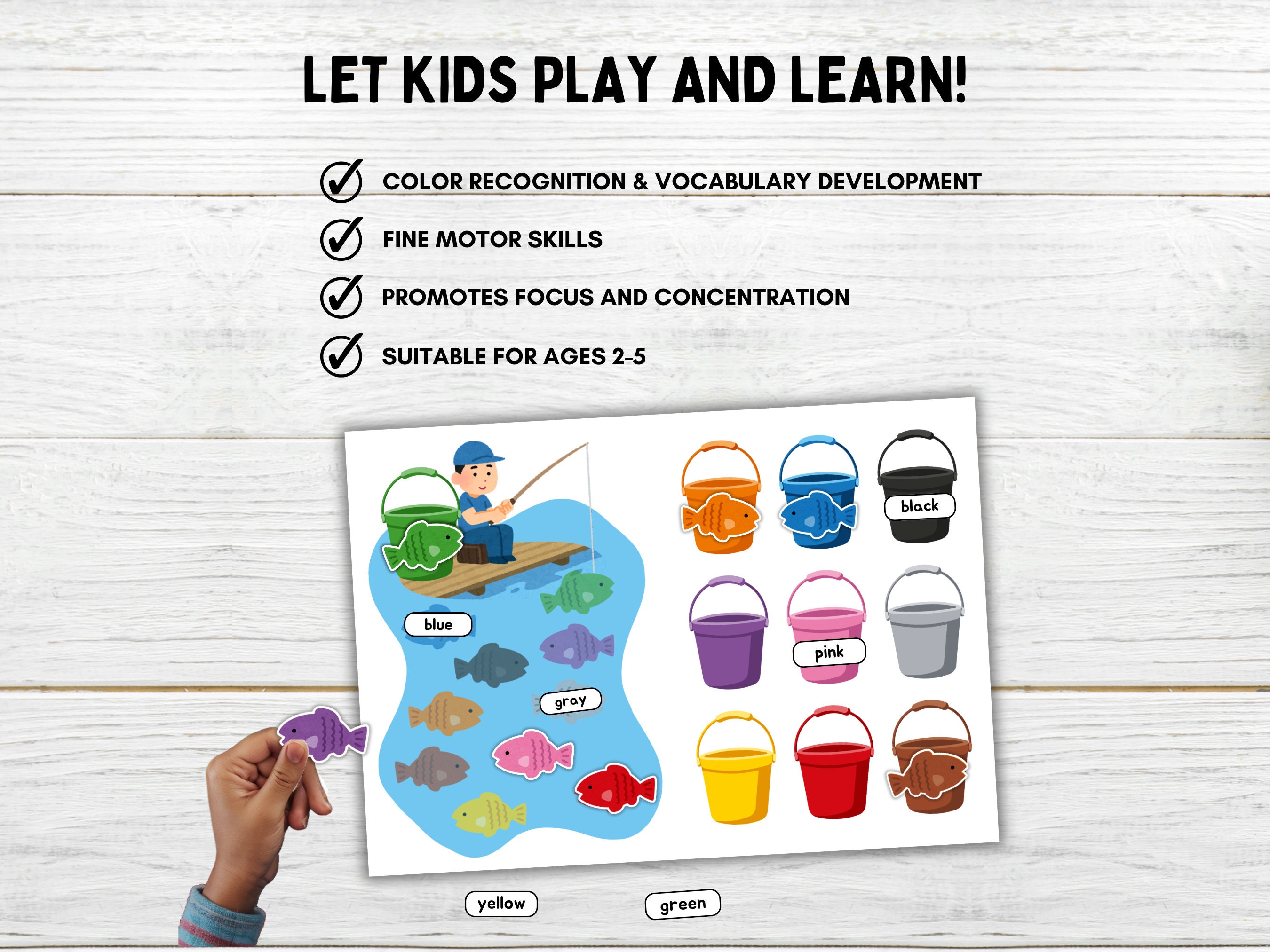 Printable Toddler Color Matching Game Fish Bucket Activity Montessori ...