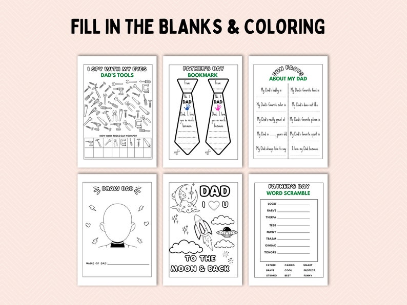 All About My Dad Worksheet Activity for Kids Fathers Day Fill in Blanks ...