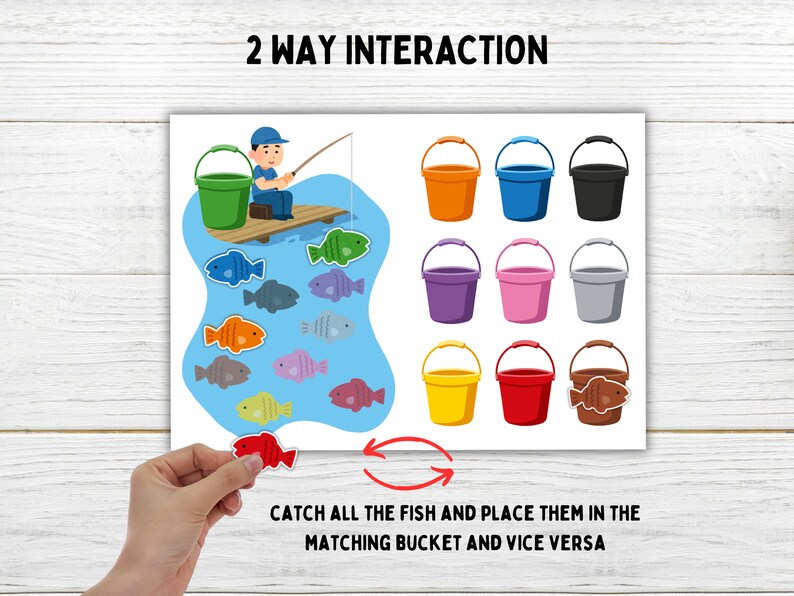 Printable Toddler Color Matching Game Fish Bucket Activity Montessori ...