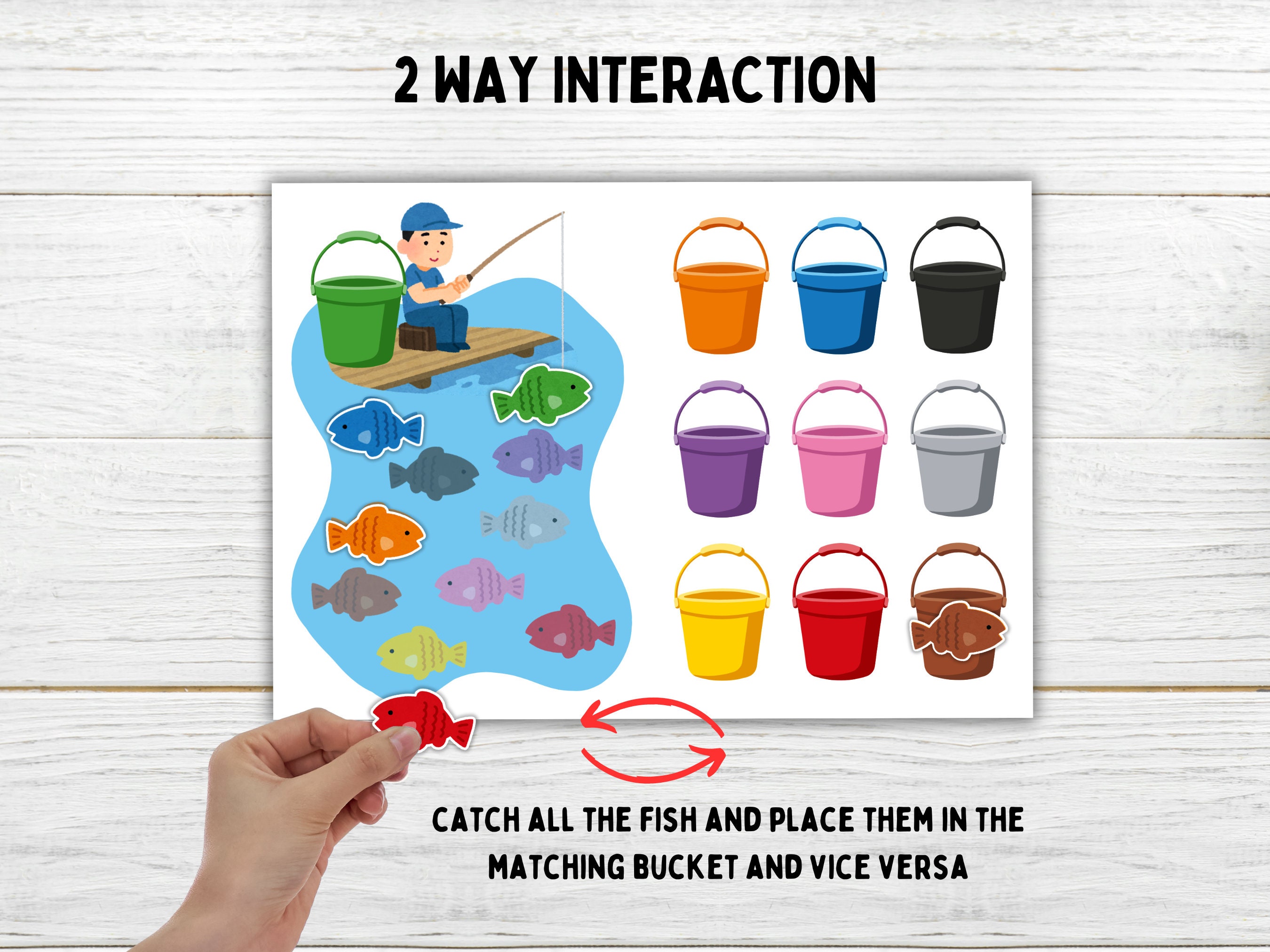 Printable Toddler Color Matching Game Fish Bucket Activity Montessori ...