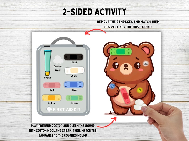 Teddy Bear Bandage Color Matching First Aid Pretend Play Doctor Kit ...