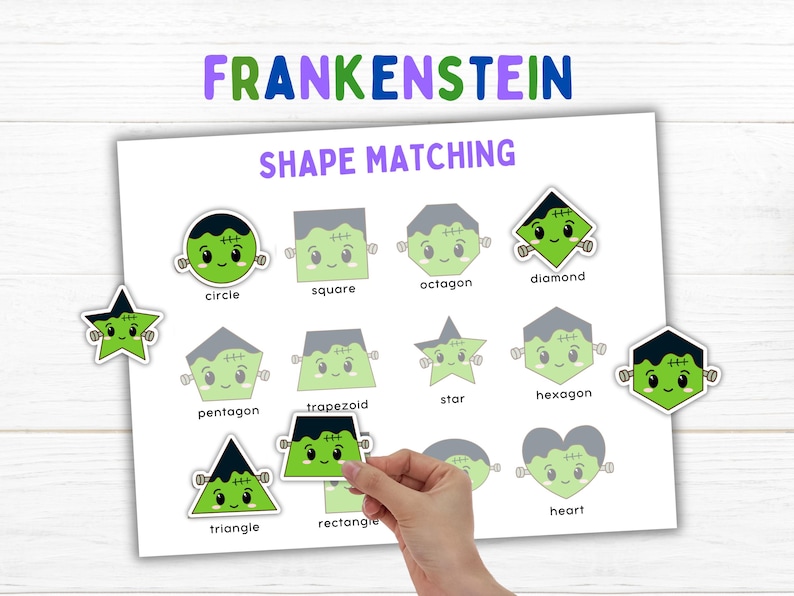 Frankenstein Shape Matching Game Kids Printable Toddler Activity ...