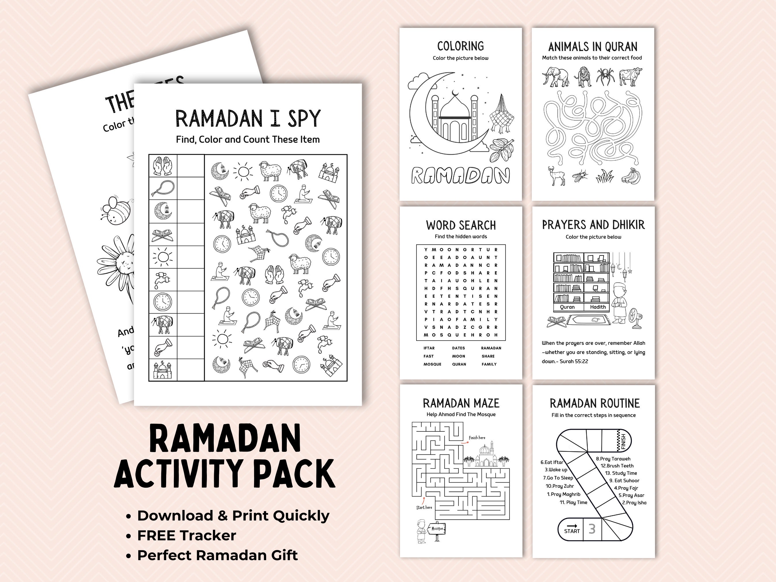 Ramadan Coloring Pack for Kids, Ramadan Mubarak Coloring Pages Learn ...
