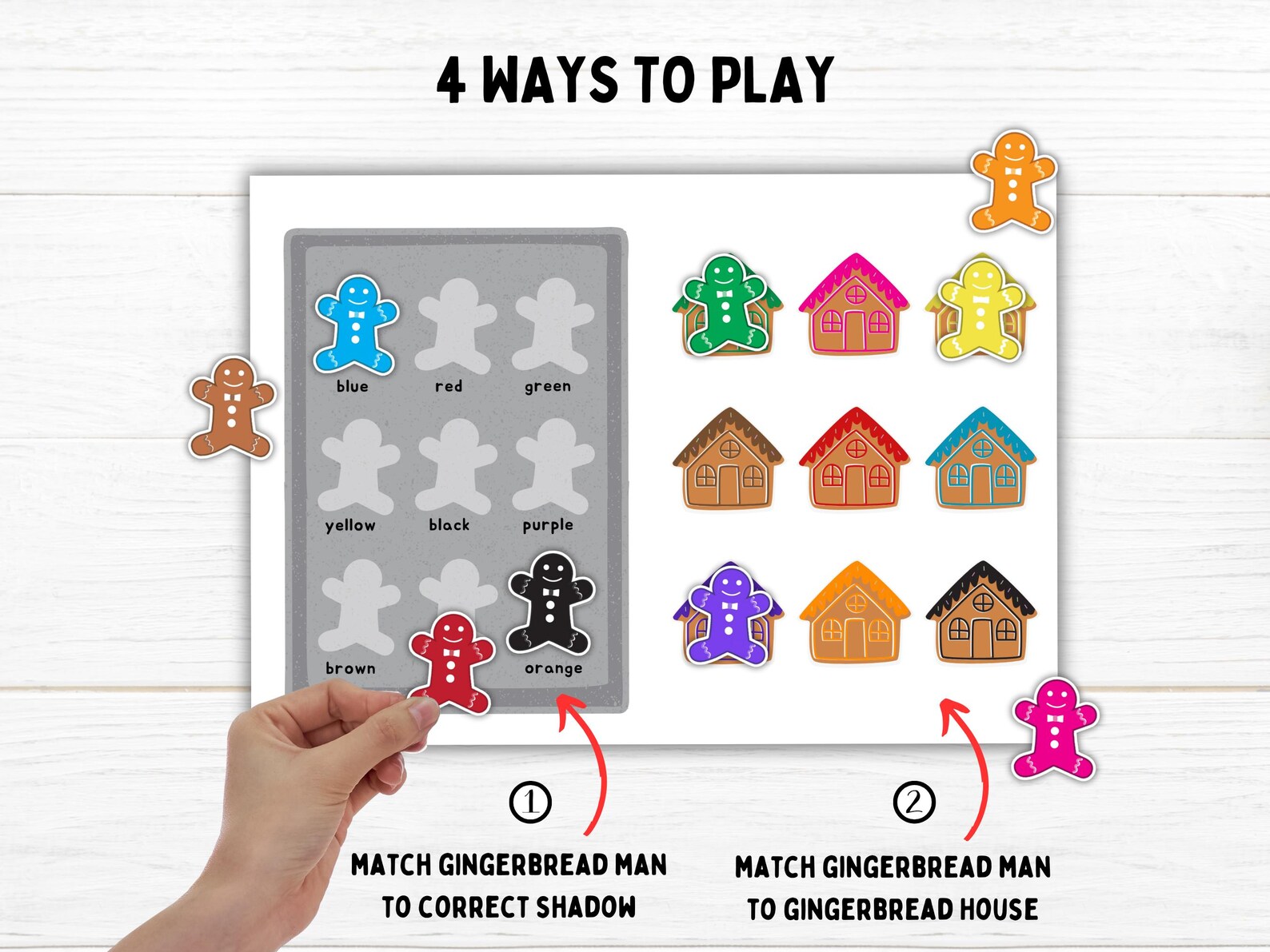 Gingerbread Activity Color Sorting and Shadow Matching for Preschoolers ...