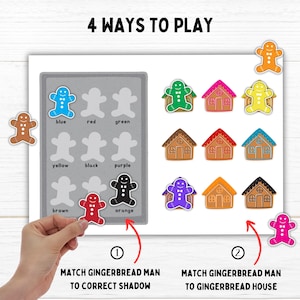 Gingerbread Activity Color Sorting and Shadow Matching for Preschoolers ...