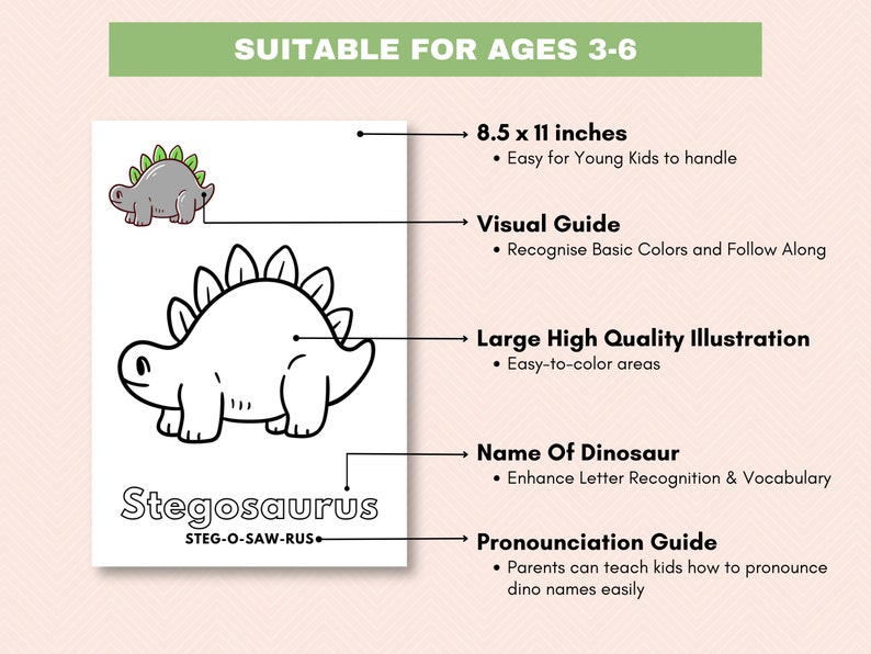 Back to School Dinosaur Coloring Pages for Autism Ages 3 to 6 ...