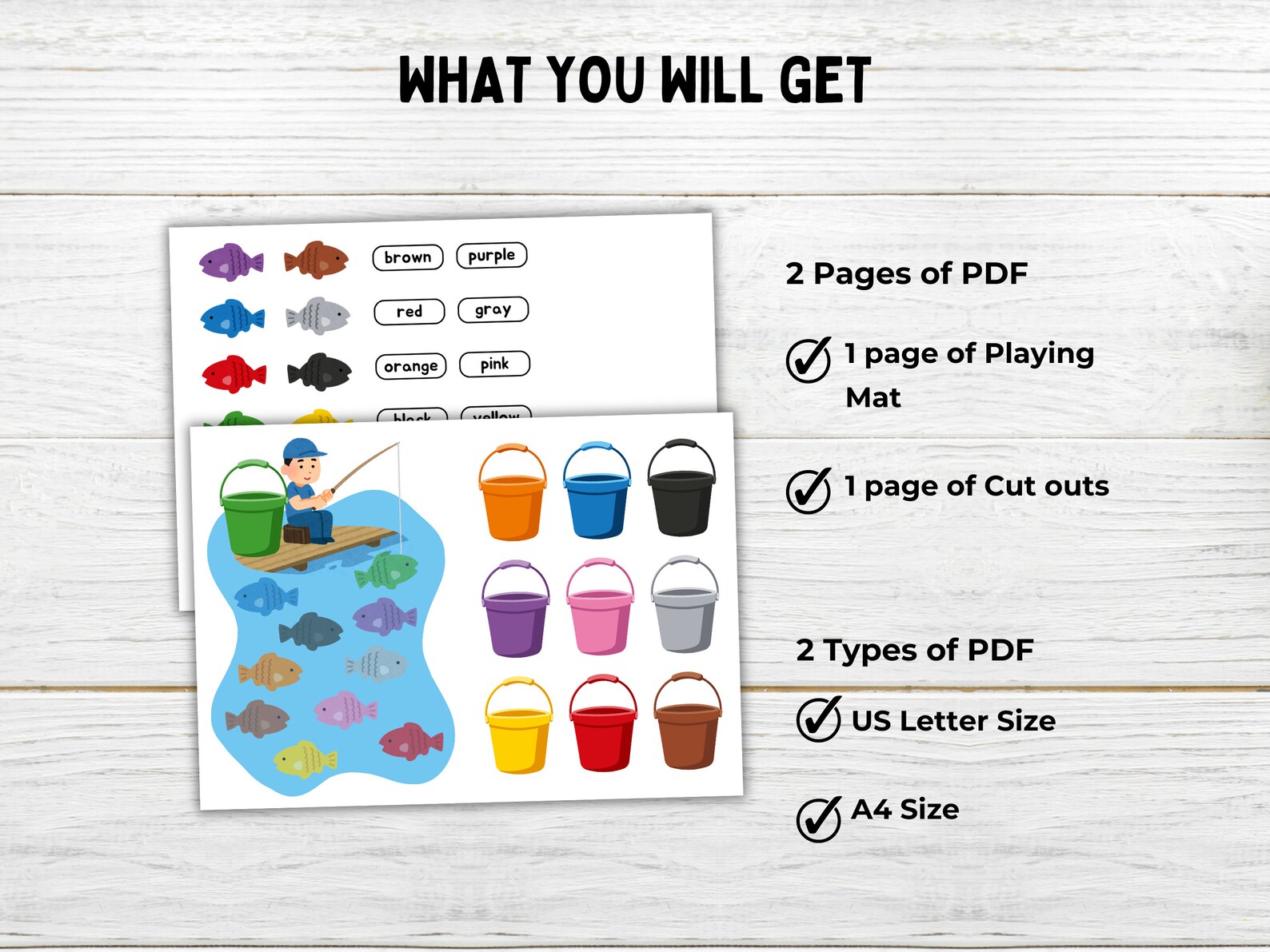 Printable Toddler Color Matching Game Fish Bucket Activity Montessori ...
