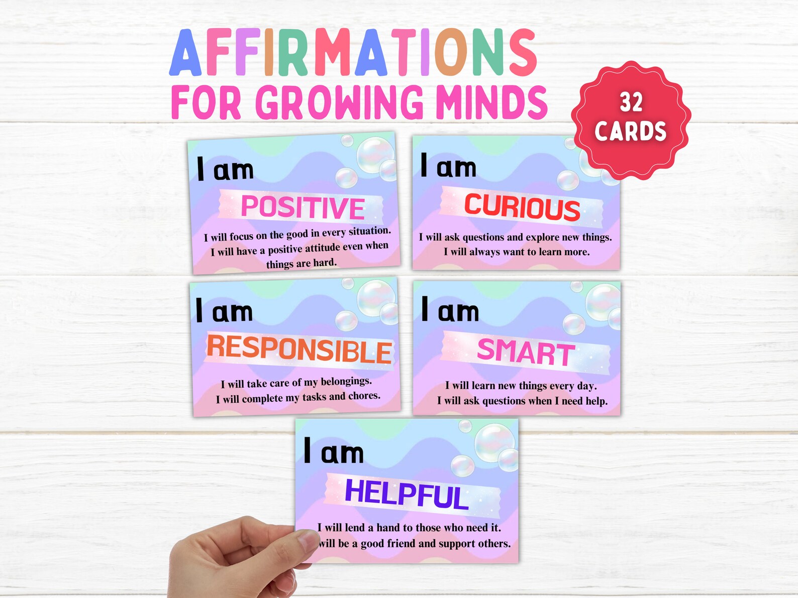 Printable Kids Affirmation Cards - Build Self-esteem Positive Thinking ...