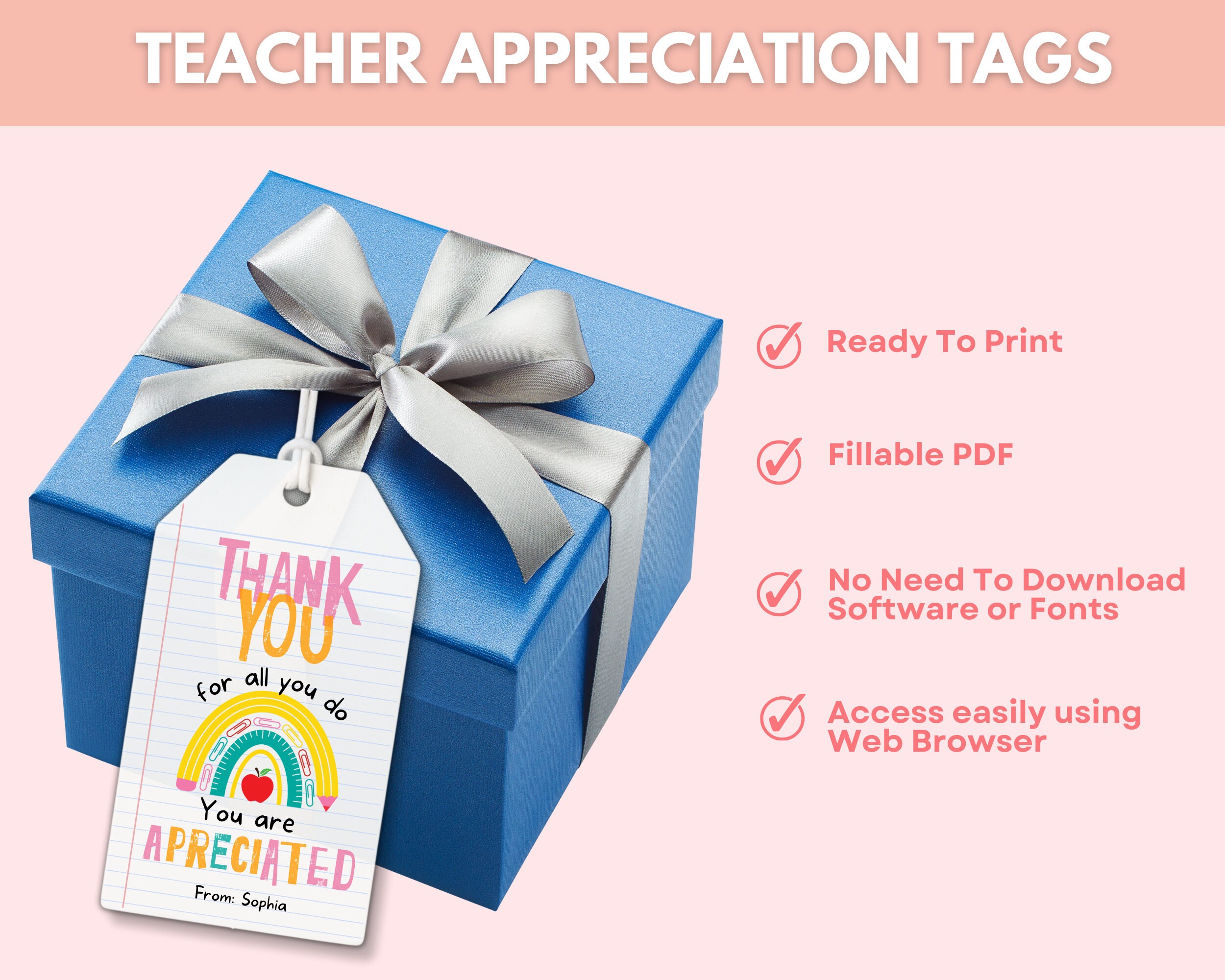 Teacher Appreciation Gift Tag Printable Thank You Teacher Gifts ...