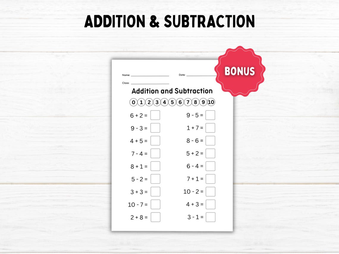 Addition and Subtraction Within 10 Printable Worksheets Fill in the ...