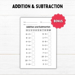 Addition and Subtraction Within 10 Printable Worksheets Fill in the ...