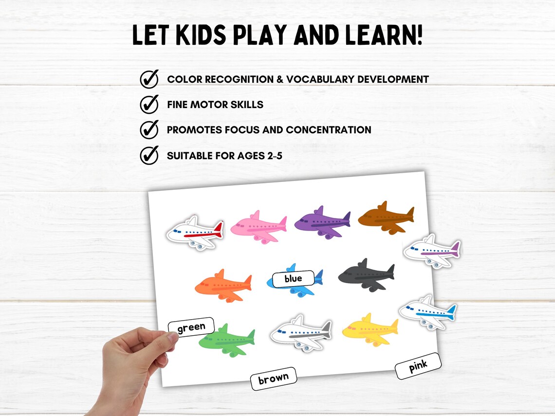 Airplane Color Matching Game Airport Activity Montessori Learning for ...