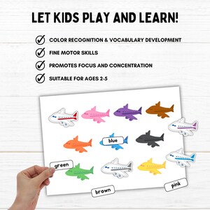 Airplane Color Matching Game Airport Activity Montessori Learning for ...