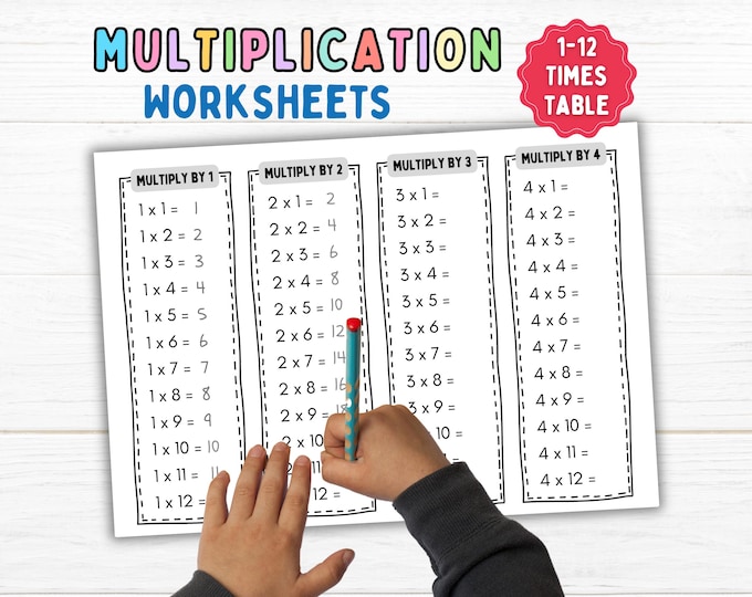 24 Printable Multiplication and Division Worksheets (1-12), Fill in the ...
