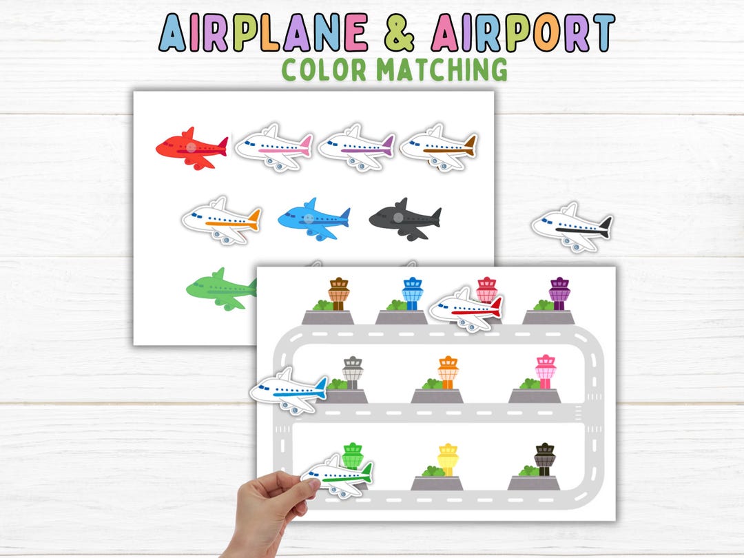 Color Matching Educational Activities for Toddlers Airport Airplane ...
