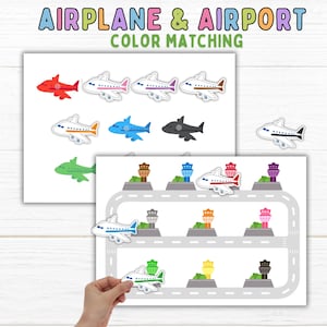 Color Matching Educational Activities for Toddlers Airport Airplane ...