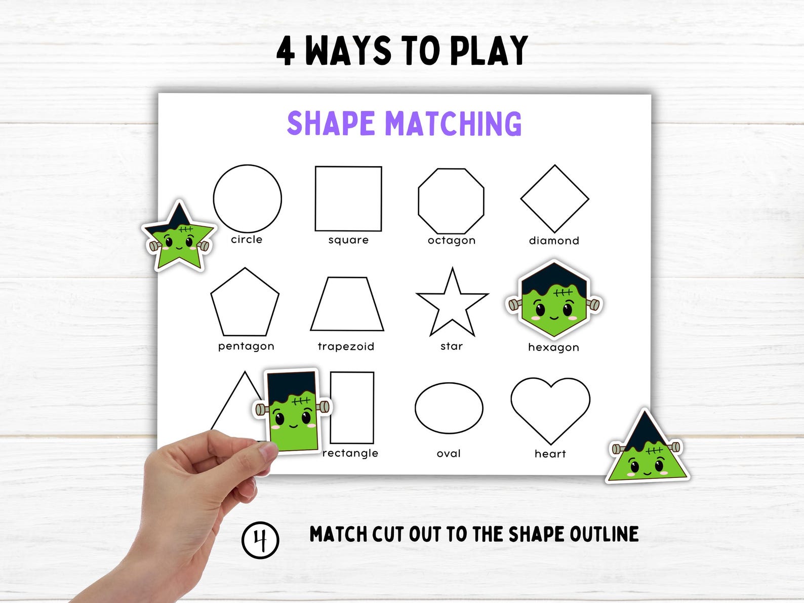 Frankenstein Shape Matching Game Kids Printable Toddler Activity ...
