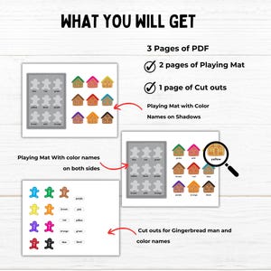 Gingerbread Activity Color Sorting and Shadow Matching for Preschoolers ...