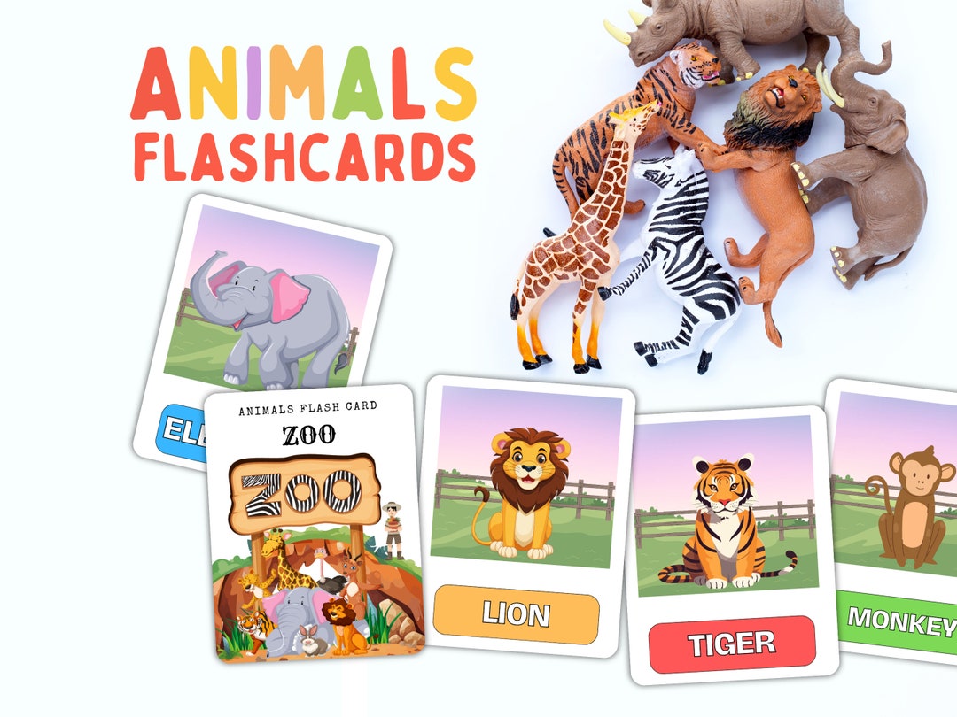Educational Animal Flashcards for Toddlers & Preschoolers Zoo Animals ...