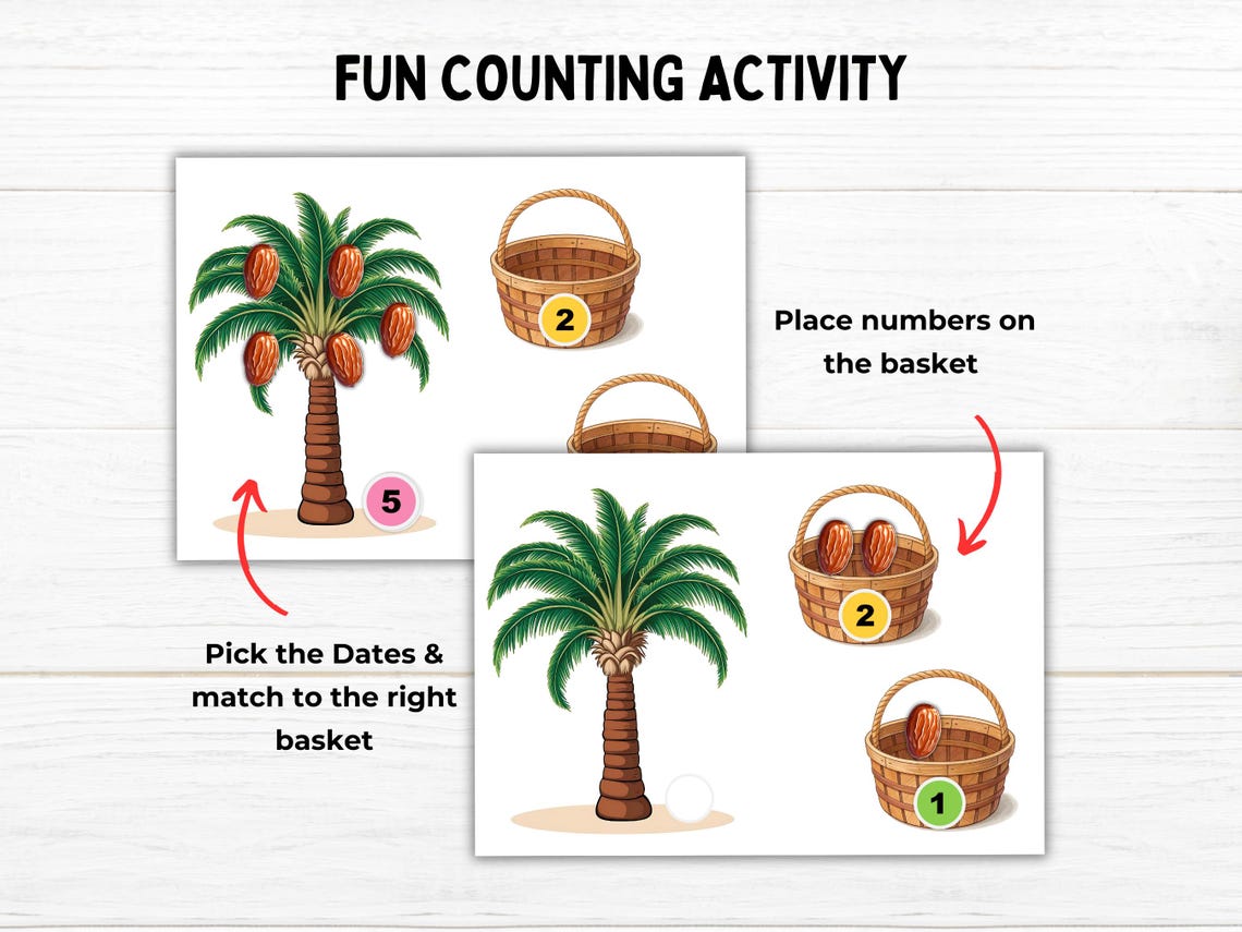 Number Matching Activity Ramadan Theme Preschool Counting, Date Tree ...