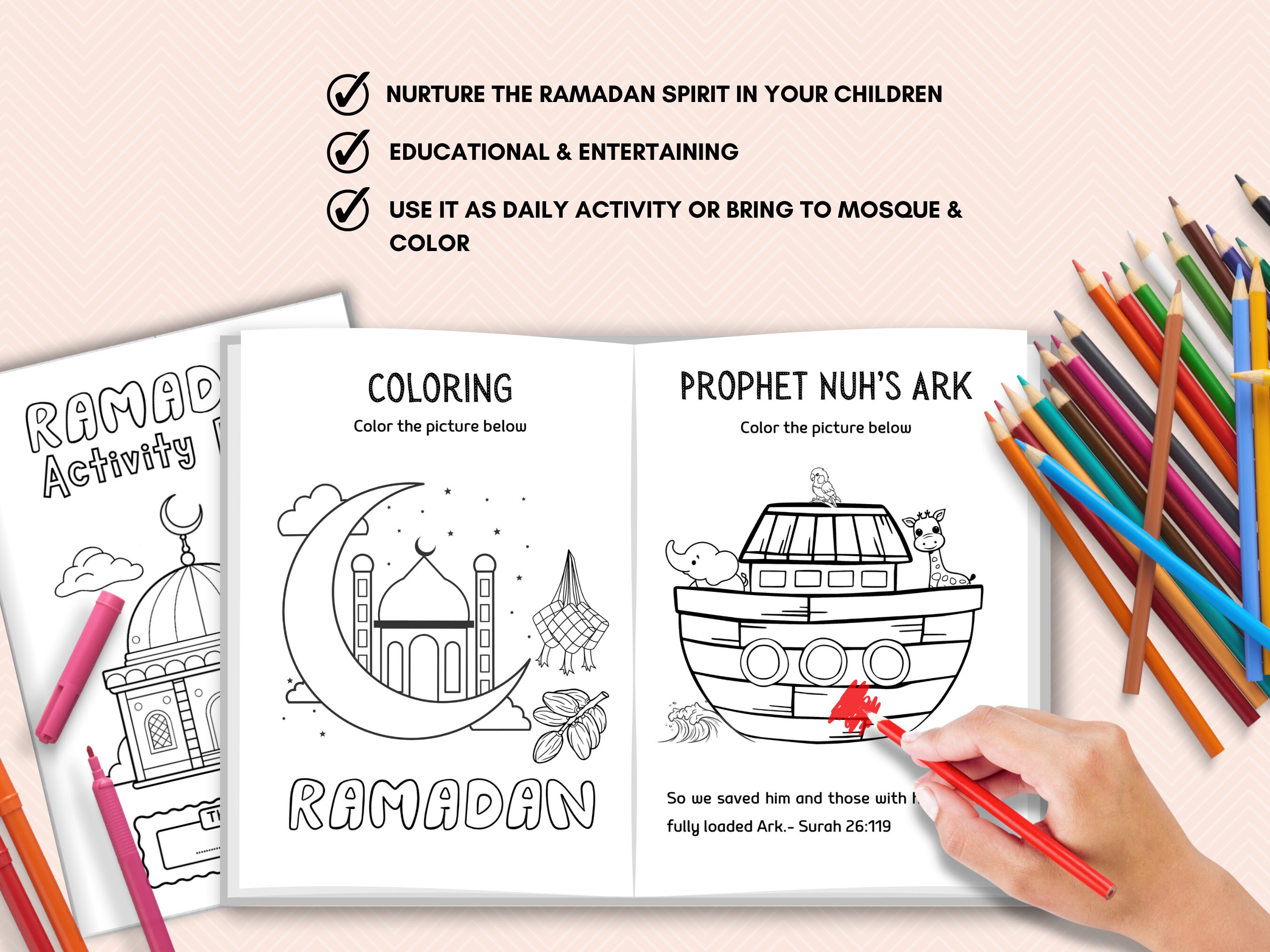 Ramadan Activity Book Printable for Kids, Ramadan Coloring for Ages 6 ...
