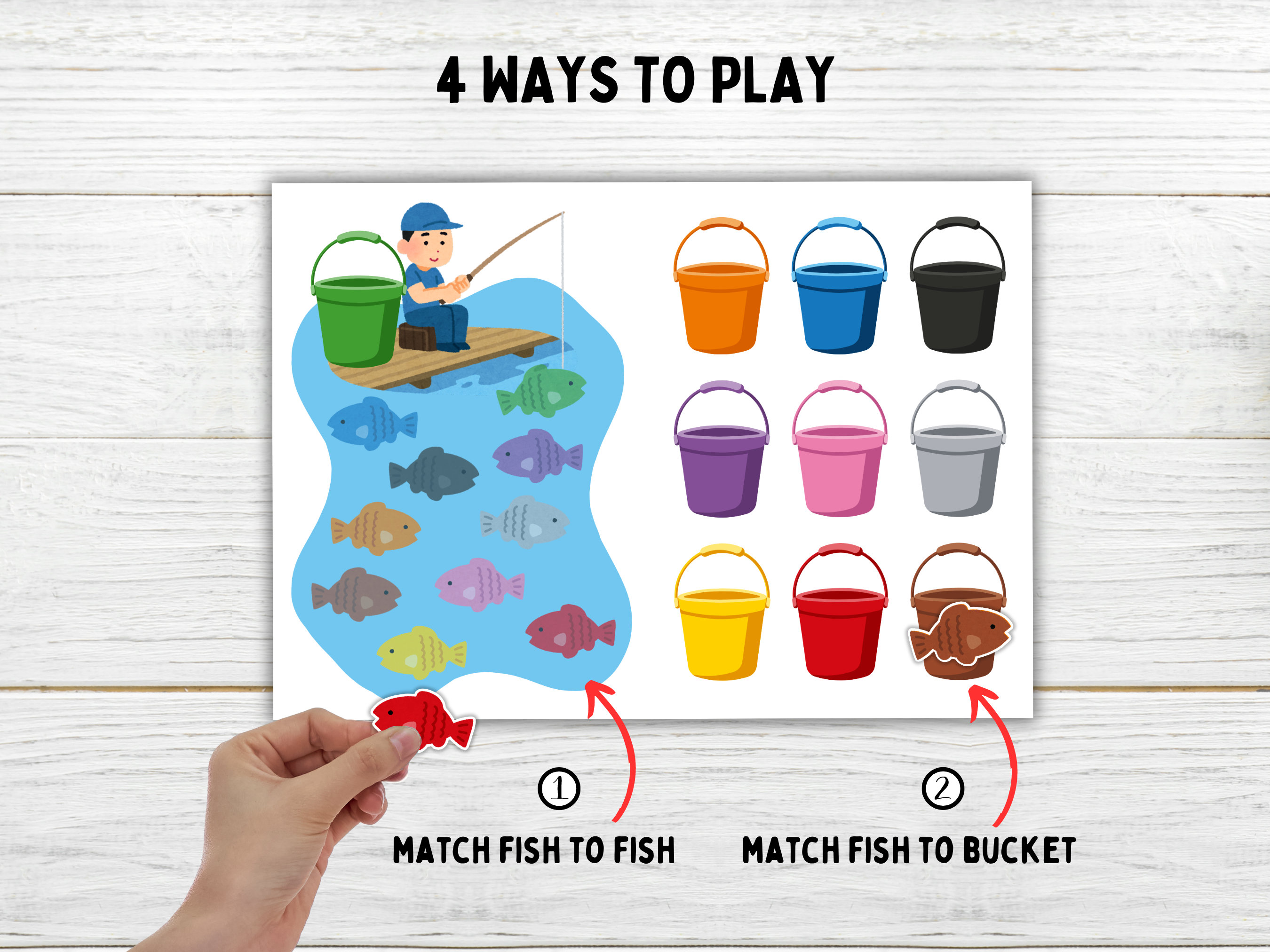 Printable Toddler Color Matching Game Fish Bucket Activity Montessori ...