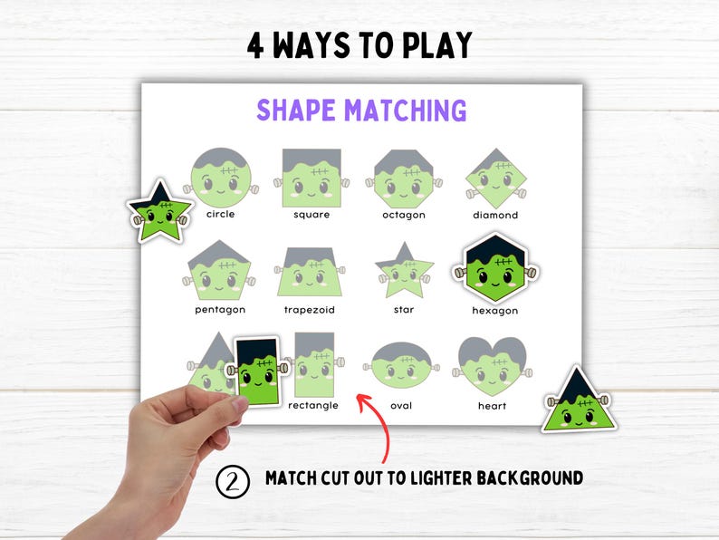 Frankenstein Shape Matching Game Kids Printable Toddler Activity ...