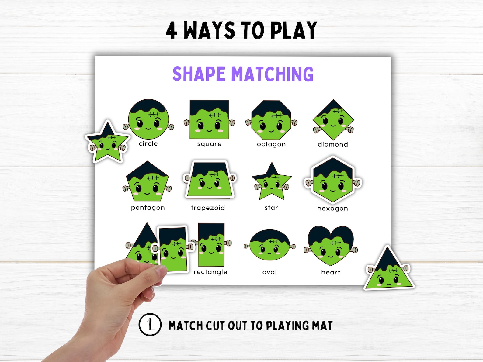 Frankenstein Shape Matching Game Kids Printable Toddler Activity ...