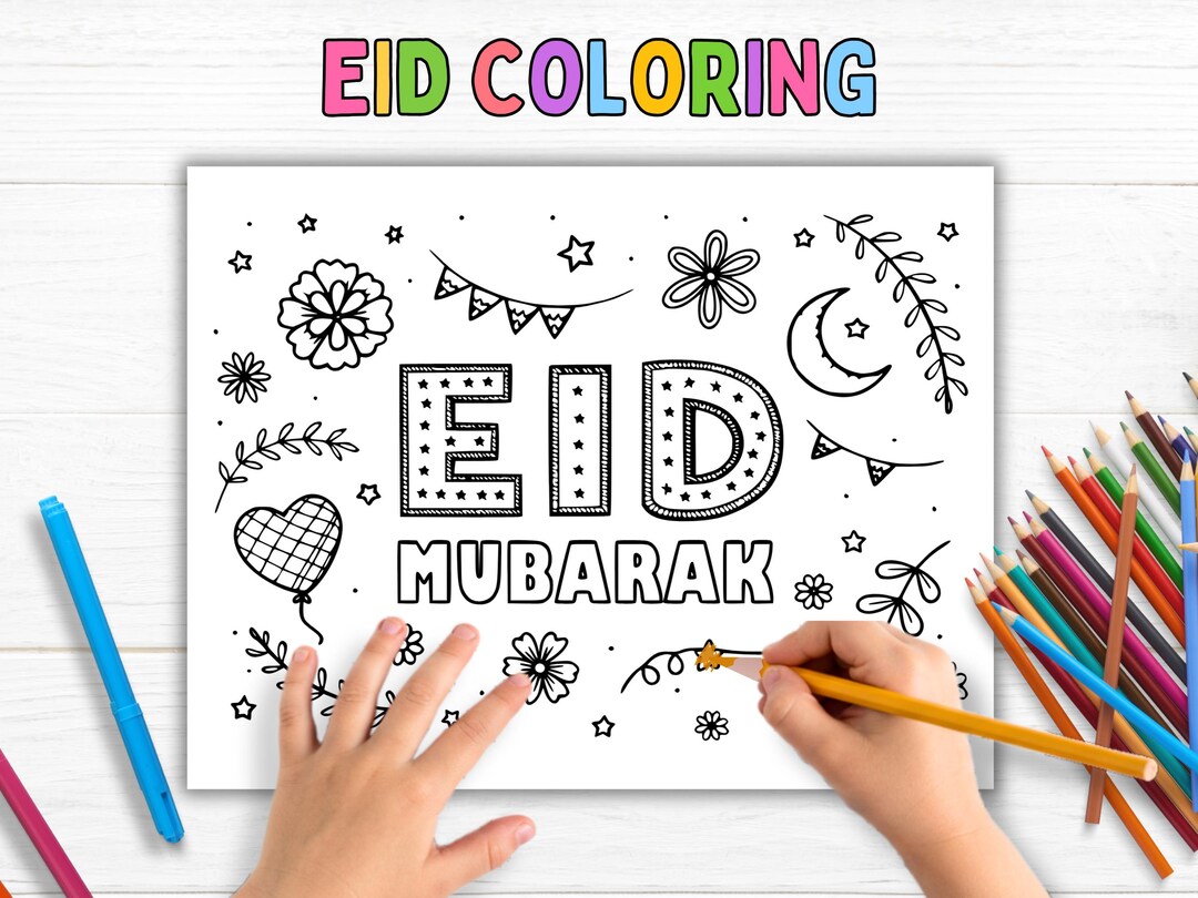 Eid Mubarak Coloring Page Ramadan Islamic Printable Activity for Kids ...