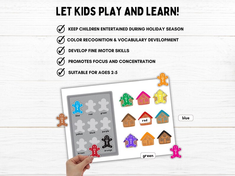 Gingerbread Activity Color Sorting and Shadow Matching for Preschoolers ...