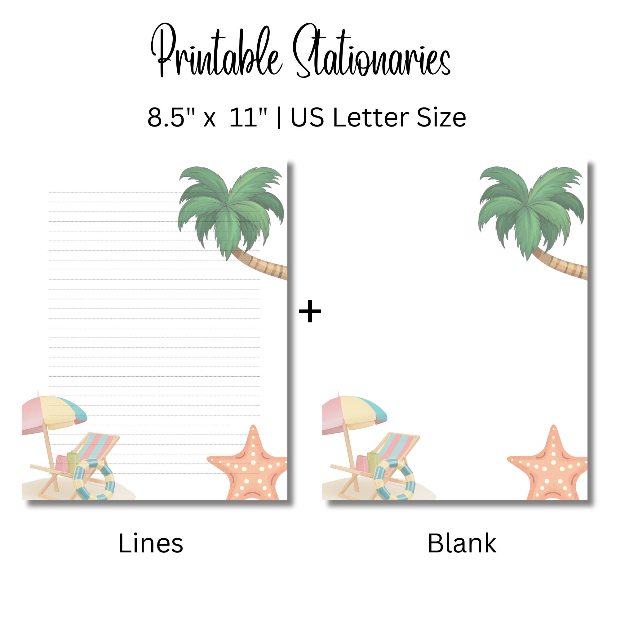 Summer Themed Printable Stationary, Printable Writing Paper, Notepaper ...