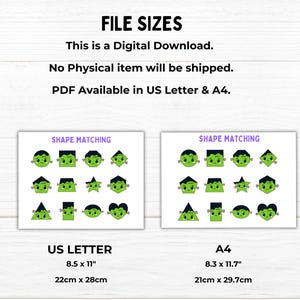 Frankenstein Shape Matching Game Kids Printable Toddler Activity ...