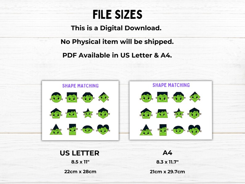 Frankenstein Shape Matching Game Kids Printable Toddler Activity ...