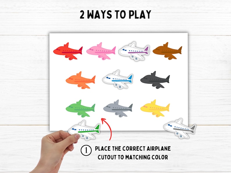 Airplane Color Matching Game Airport Activity Montessori Learning for ...