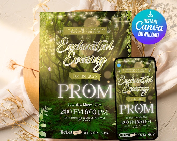 Enchanted Forest Prom Night Party Invitation Card, Classy Enchanted ...