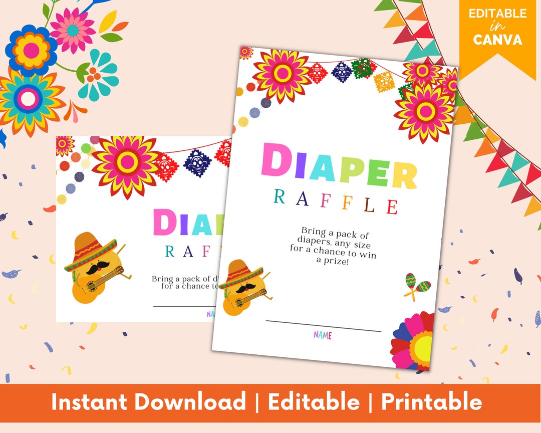 Diaper Raffle Sign, Fiesta Raffle Diaper, Diaper Raffle Kit, Diaper ...