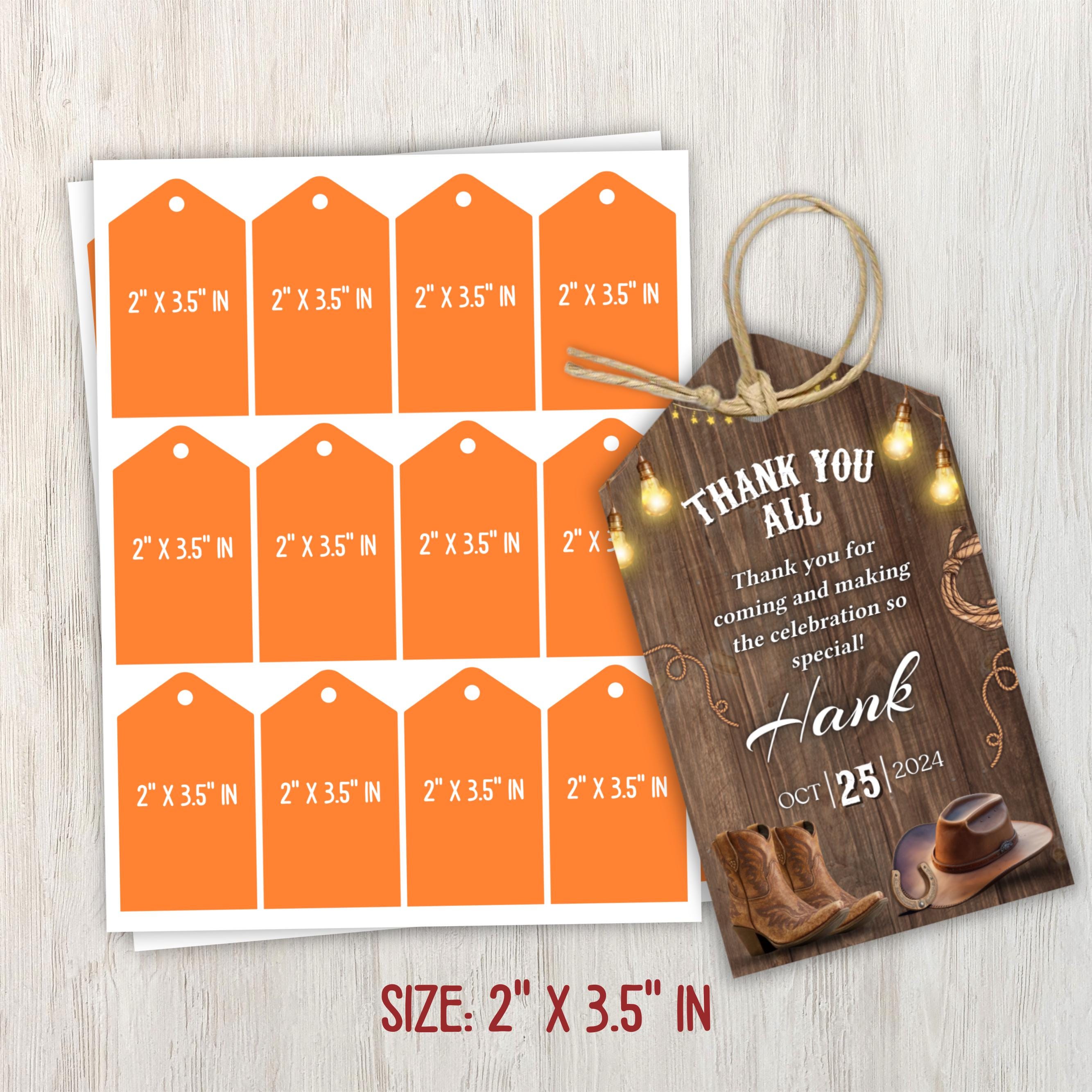 Western Thank You Party Favor Tag, Cowgirl Favor Tag Template, Birthday ...