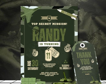 Military Party Invitations, Army Birthday Invitation, Military Theme ...