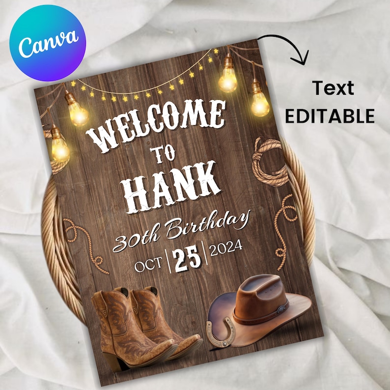 Western Hoedown Birthday Party Sign, Saddle up and Put Your Boots on ...