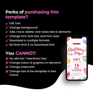 Printable Valentine Day Party Invitation Template, Happy Valentines Day ...