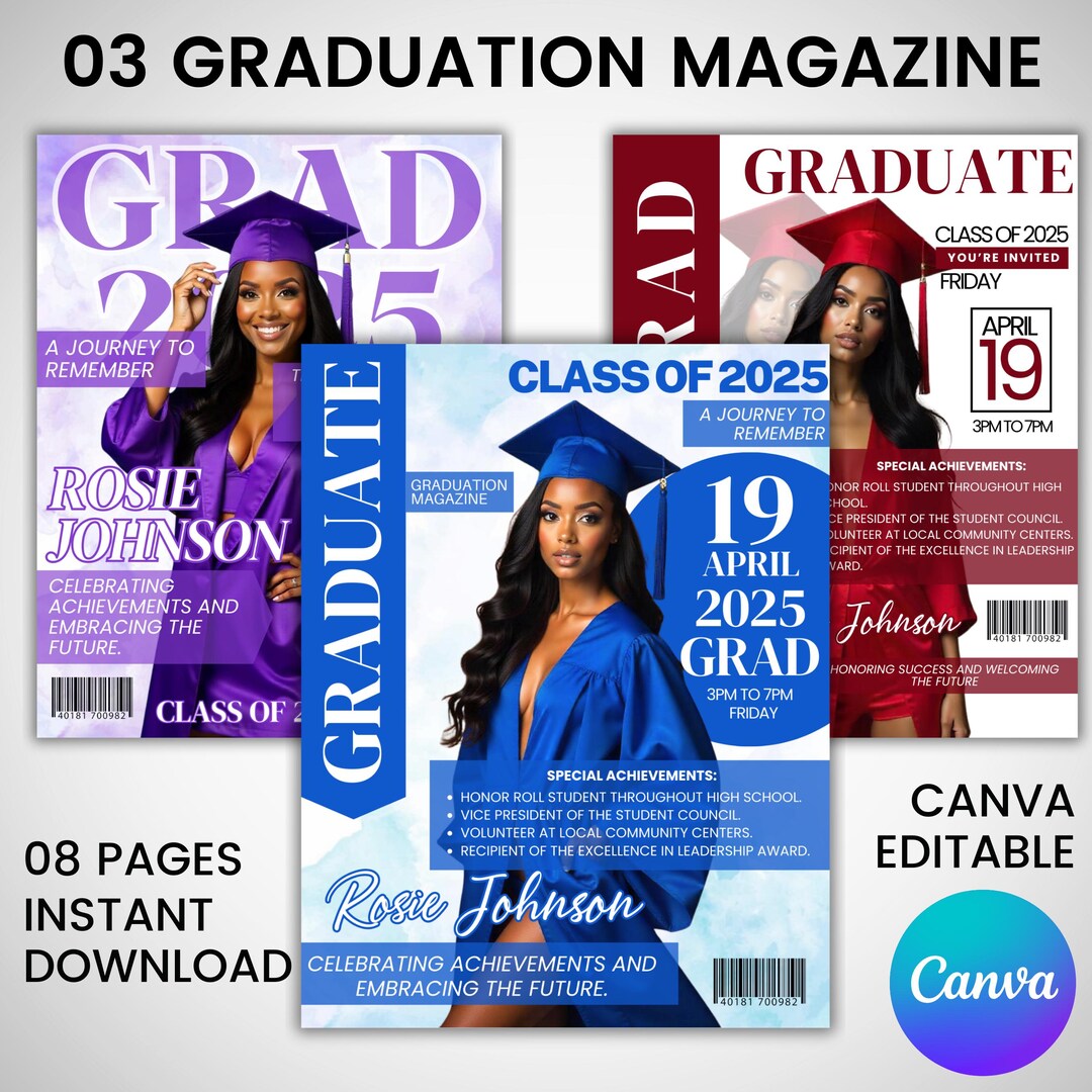 Graduation Magazine Template, High School Senior Graduation Magazine ...