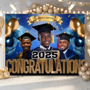 Graduation Backdrop Bundle, 4 Editable Graduate Backdrops, Canva Grad ...