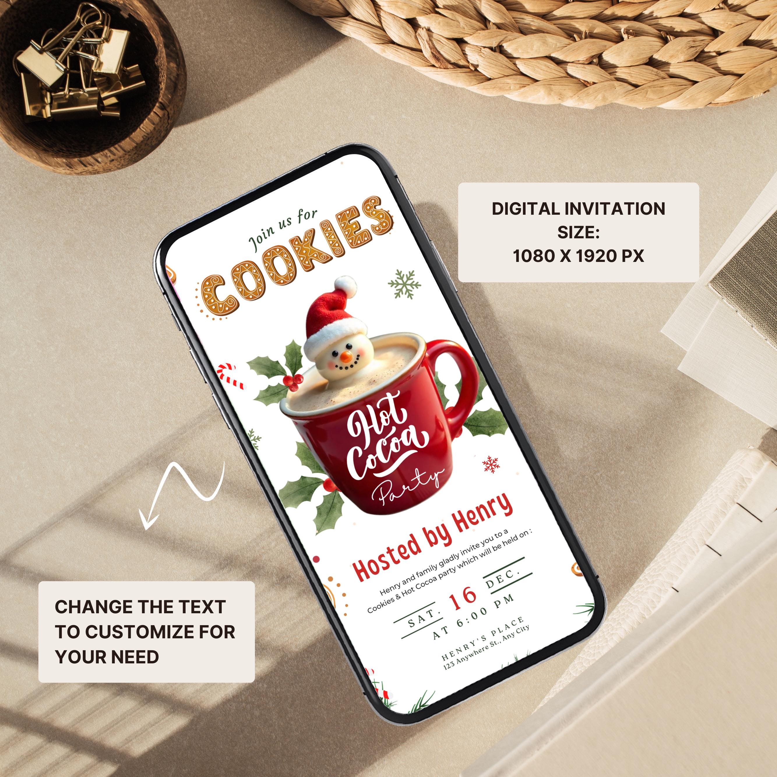 Editable Cookies and Hot Cocoa Party Invitation, Digital Hot Chocolate ...