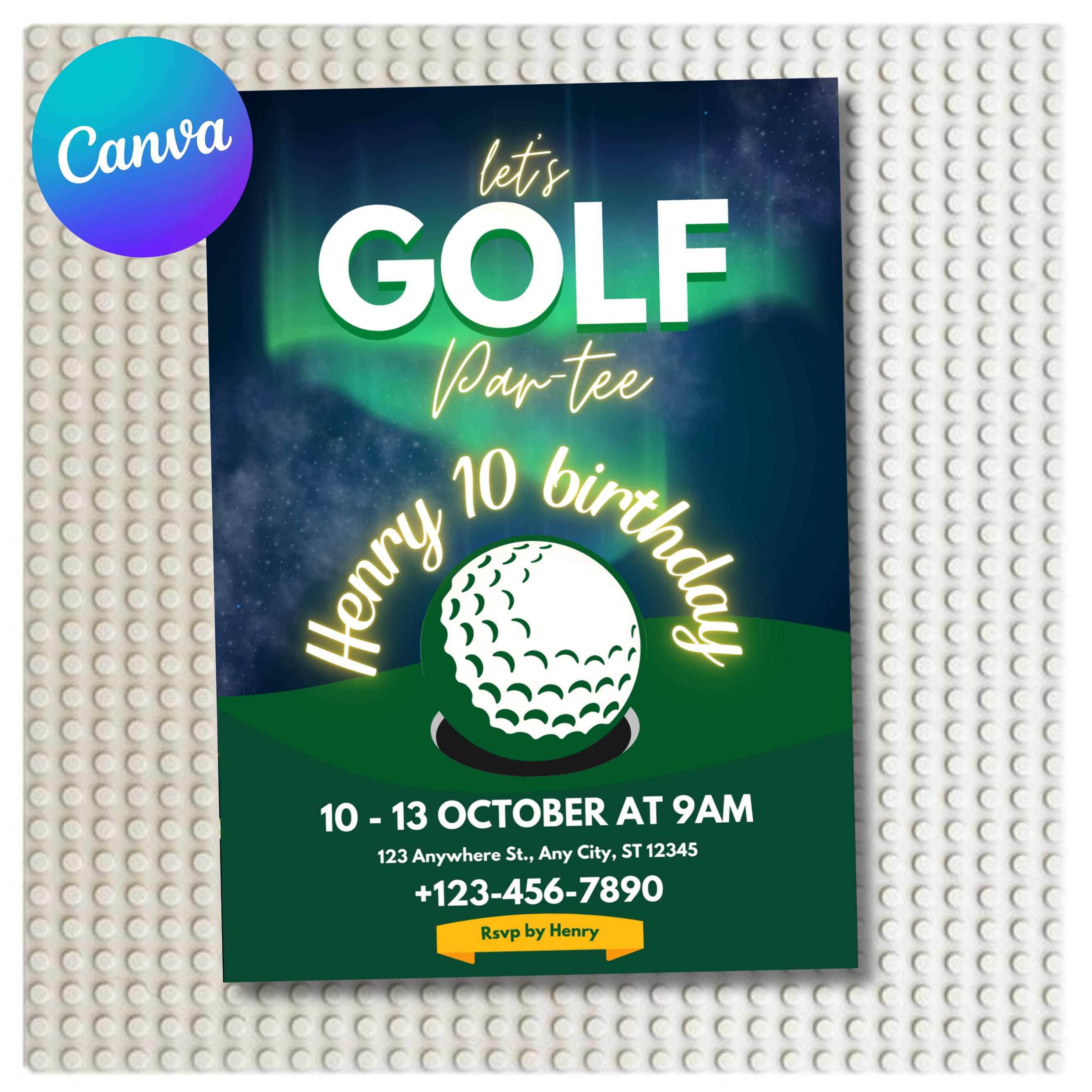Editable Golf Birthday Invitation Let's Par Tee Sports Birthday Invite ...