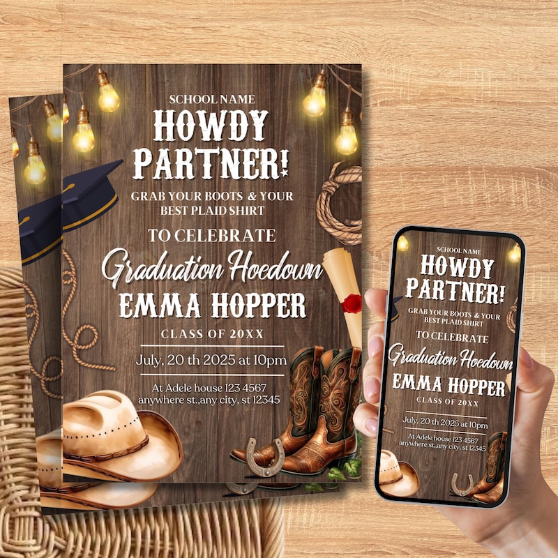 Cowboy Graduation Invites - Etsy